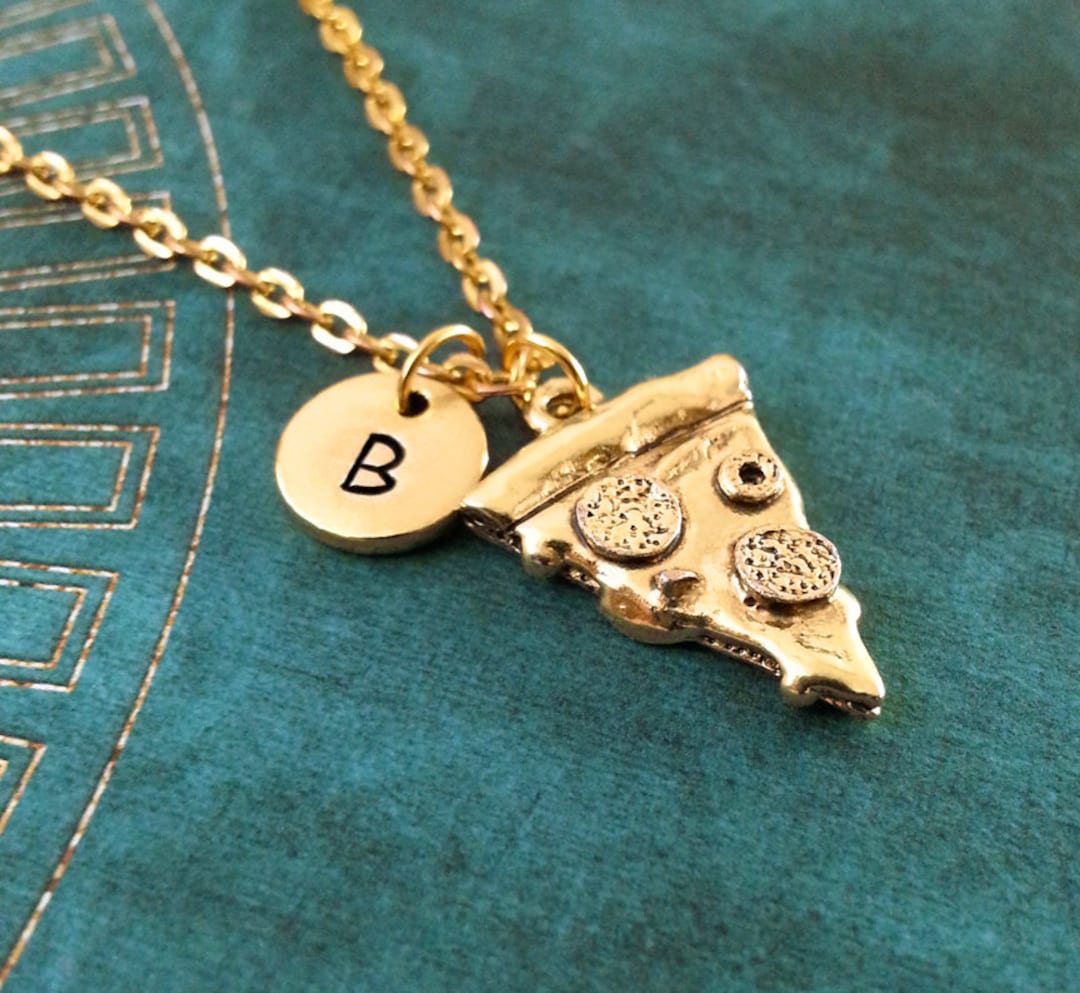 Pizza Necklace Gold Pizza Jewelry Pepperoni Pizza Gift Personalized ...