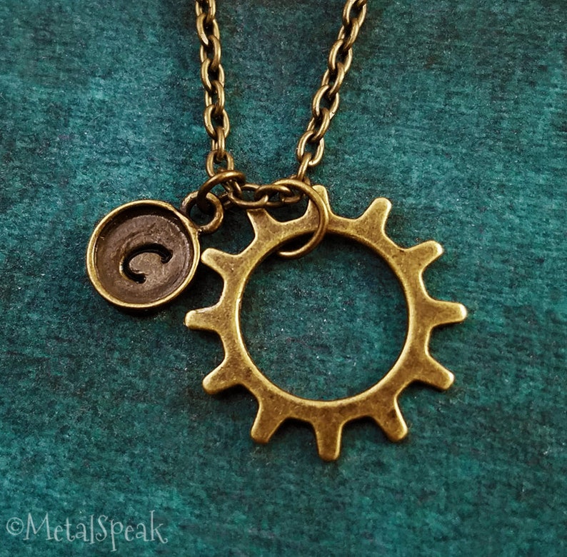 Gear Necklace Bronze Gear Charm Necklace Gear Jewelry Brass - Etsy