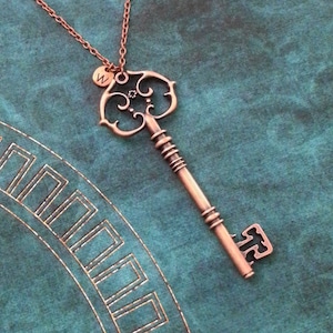 Key Necklace LARGE Copper Key Jewelry Skeleton Key Charm Necklace Key ...
