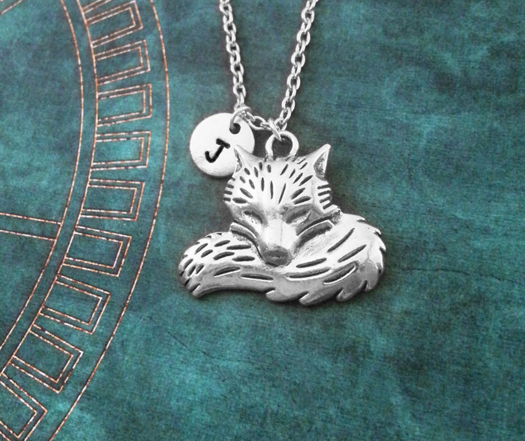 Fox Necklace Fox Jewelry Personalized Jewelry Monogram Necklace Silver ...