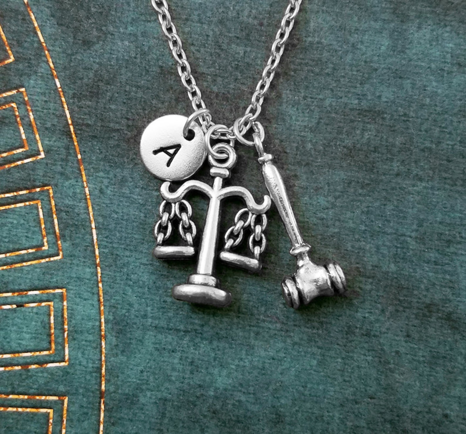 Scales Necklace SMALL Scales of Justice Necklace Scales Charm Necklace ...