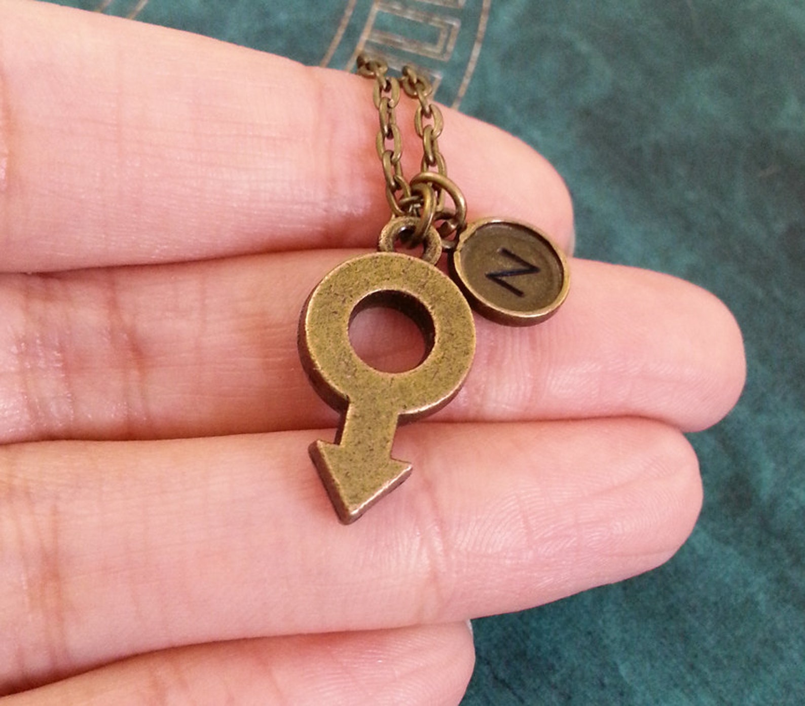 Mars Symbol Necklace Bronze Mars Necklace Mars Jewelry Gender Symbol ...