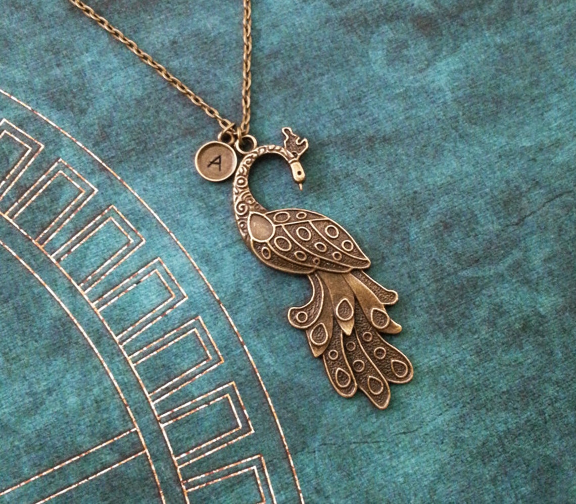 Peacock Necklace LARGE Peacock Jewelry Bronze Peacock Pendant - Etsy
