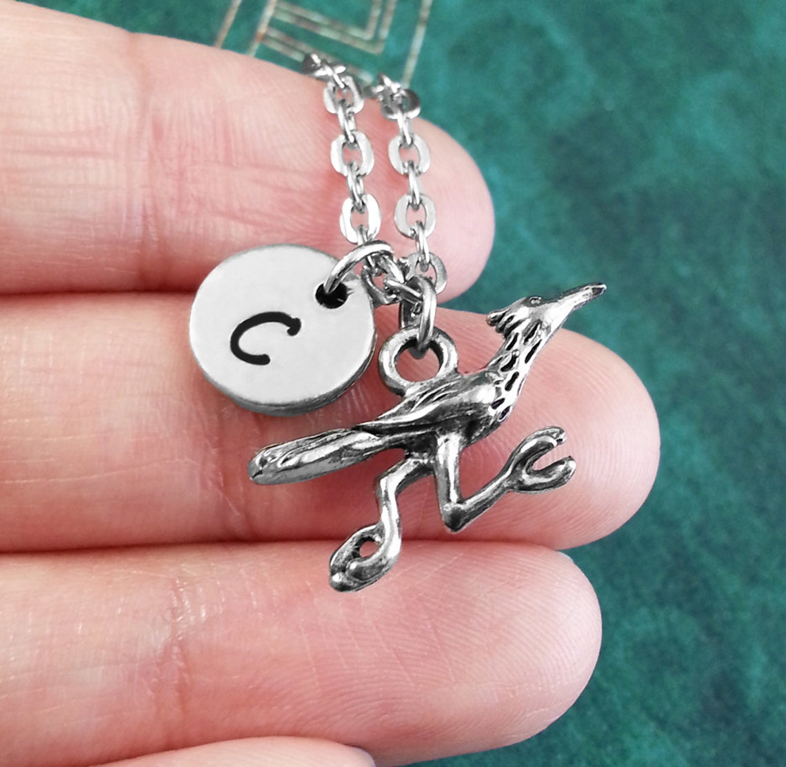 Silver Road Runner Necklace Personalized Necklace Bird - Etsy
