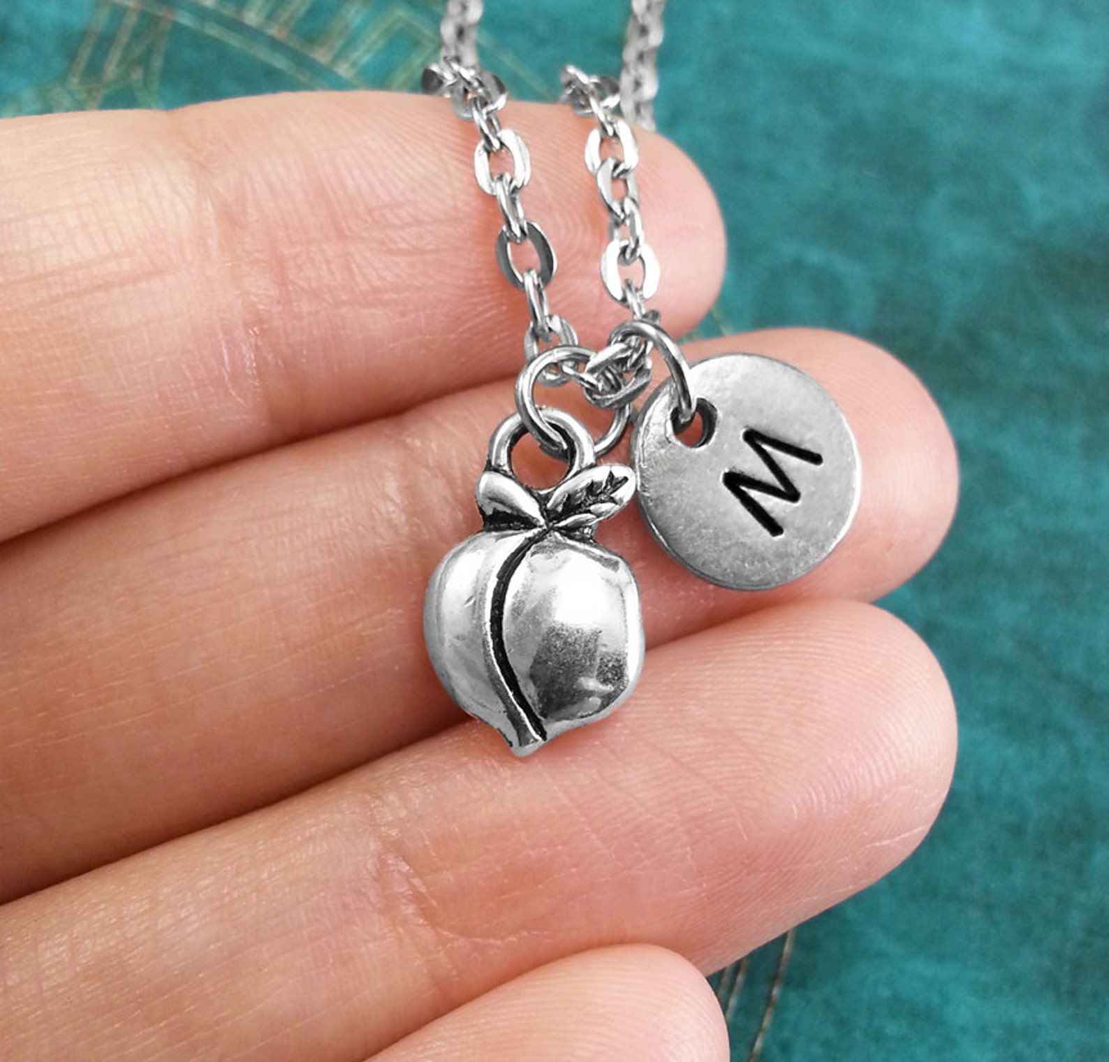 Peach Necklace, SMALL Personalized Necklace, Peach Pendant, Custom ...