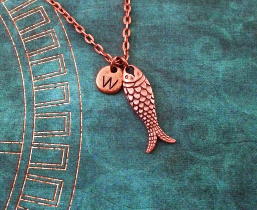 Fish Necklace SMALL Copper Fish Jewelry Fish Charm Necklace Fishing ...