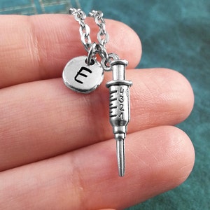 Syringe Necklace, SMALL Personalized Syringe Pendant, Nurse Jewelry ...