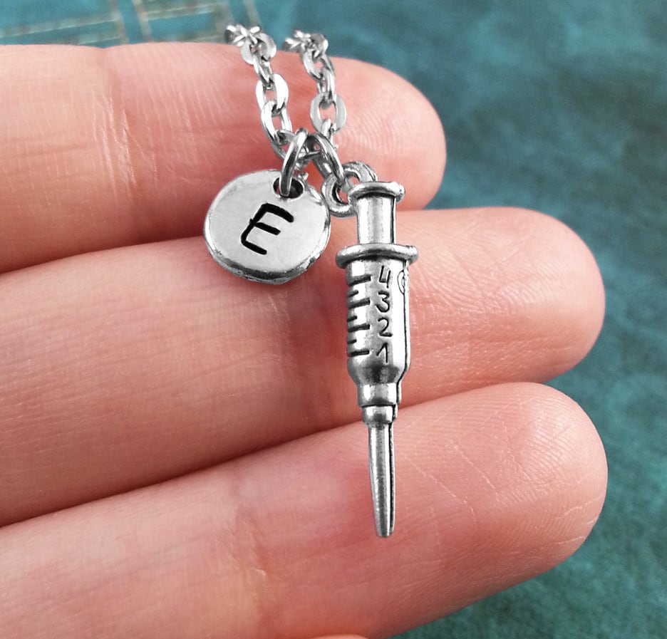Syringe Necklace SMALL Personalized Syringe Pendant Nurse | Etsy