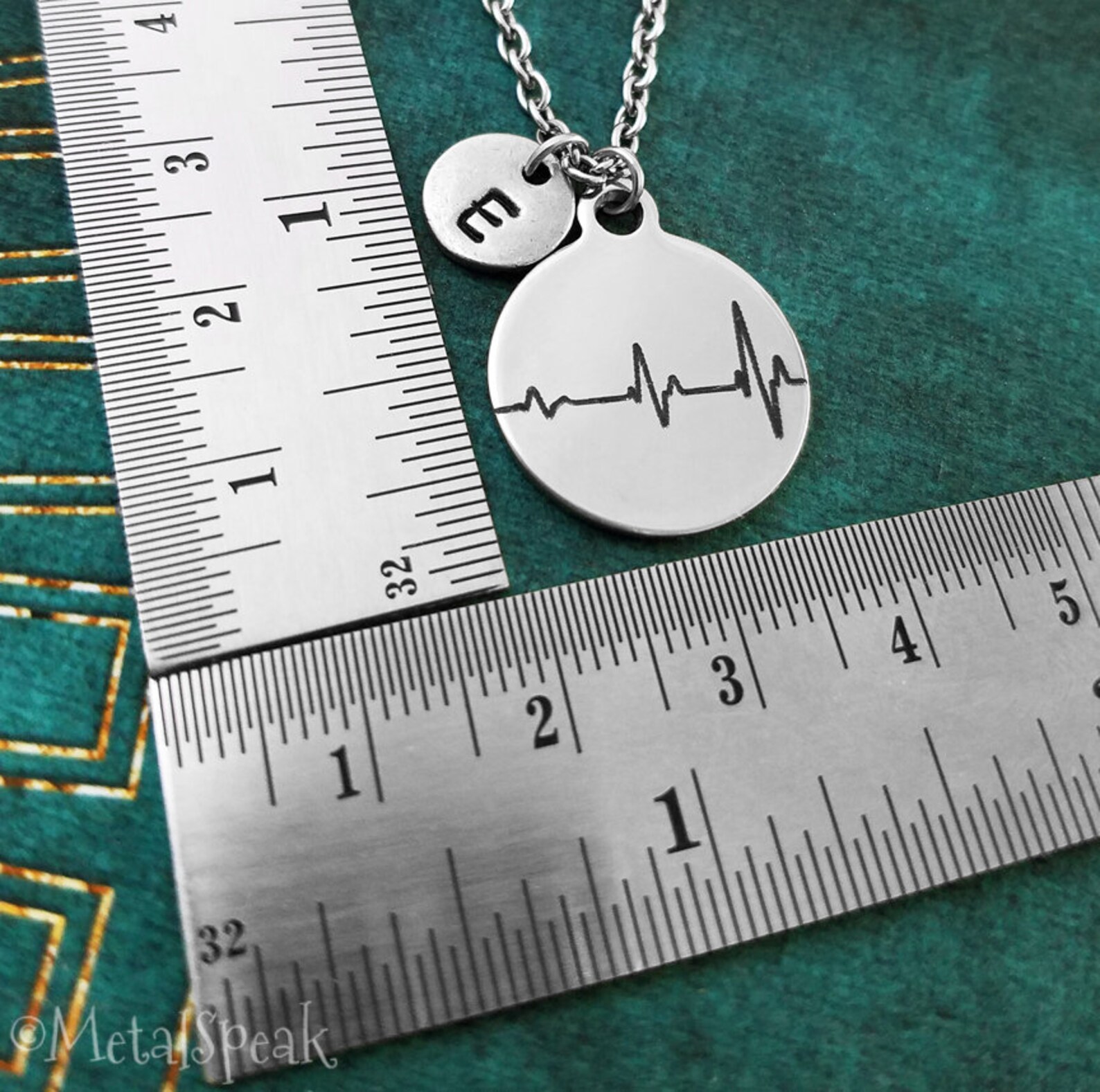 Heartbeat Necklace Engraved Heartbeat Pendant Necklace Heart | Etsy