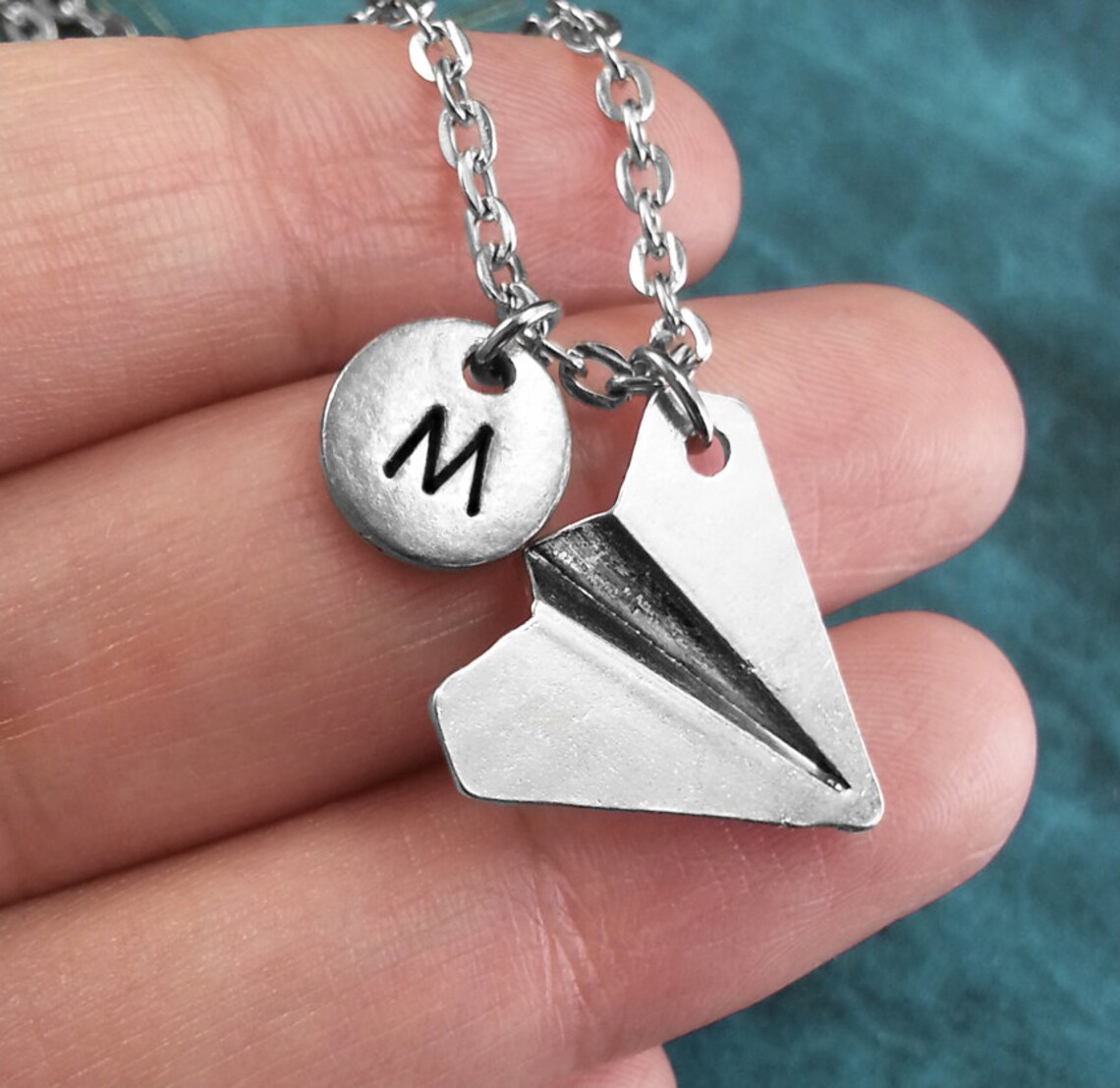 Paper Plane Necklace, Personalized Necklace, Paper Plane Pendant ...
