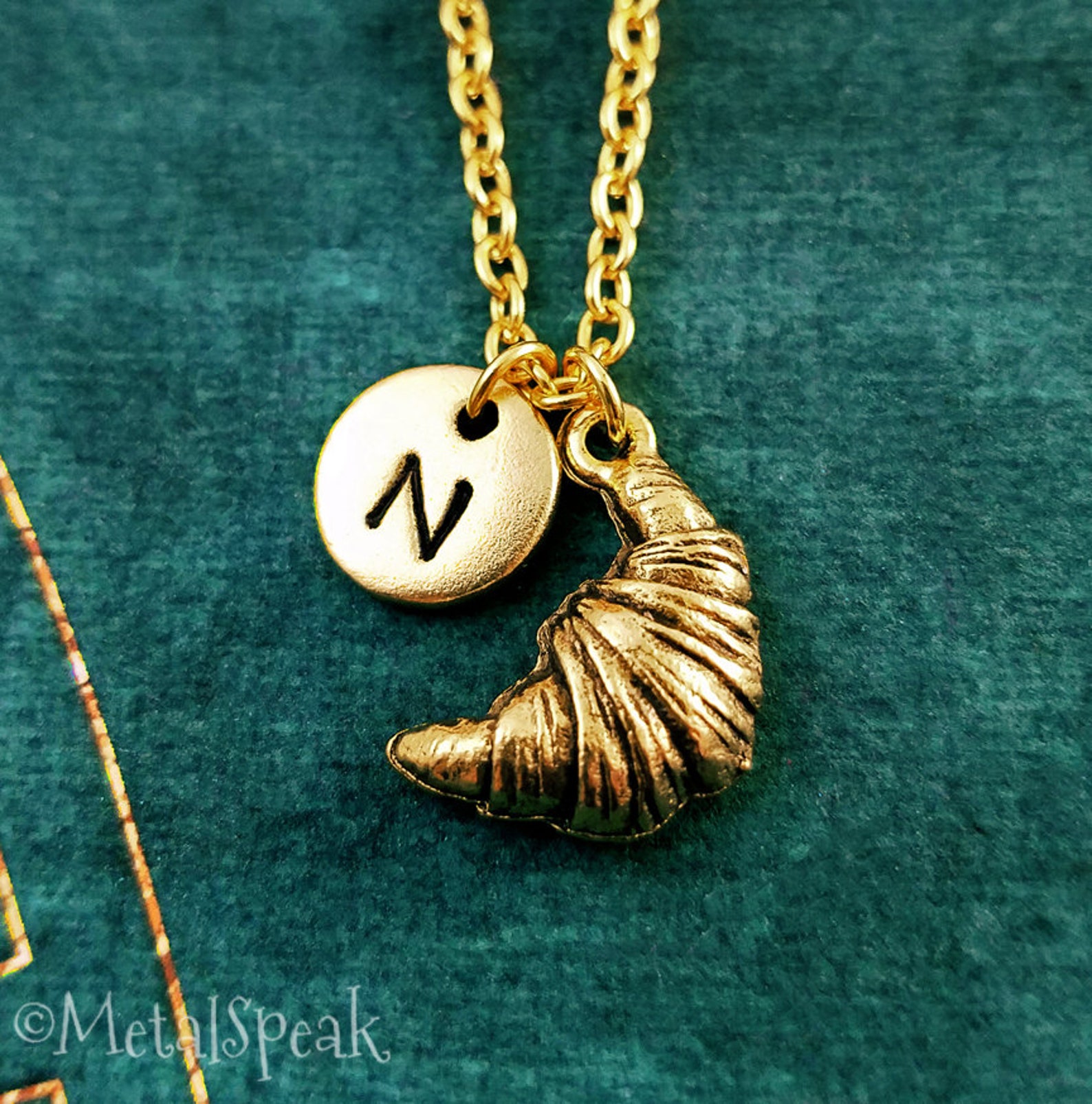 Croissant Necklace SMALL Croissant Charm Croissant Pendant Necklace ...