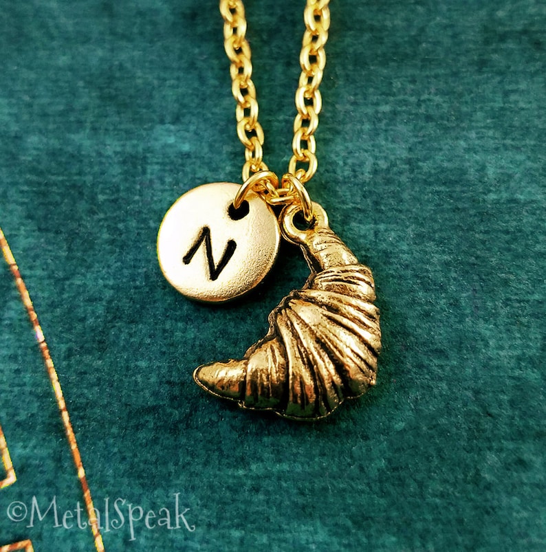Croissant Necklace SMALL Croissant Charm Croissant Pendant Necklace ...