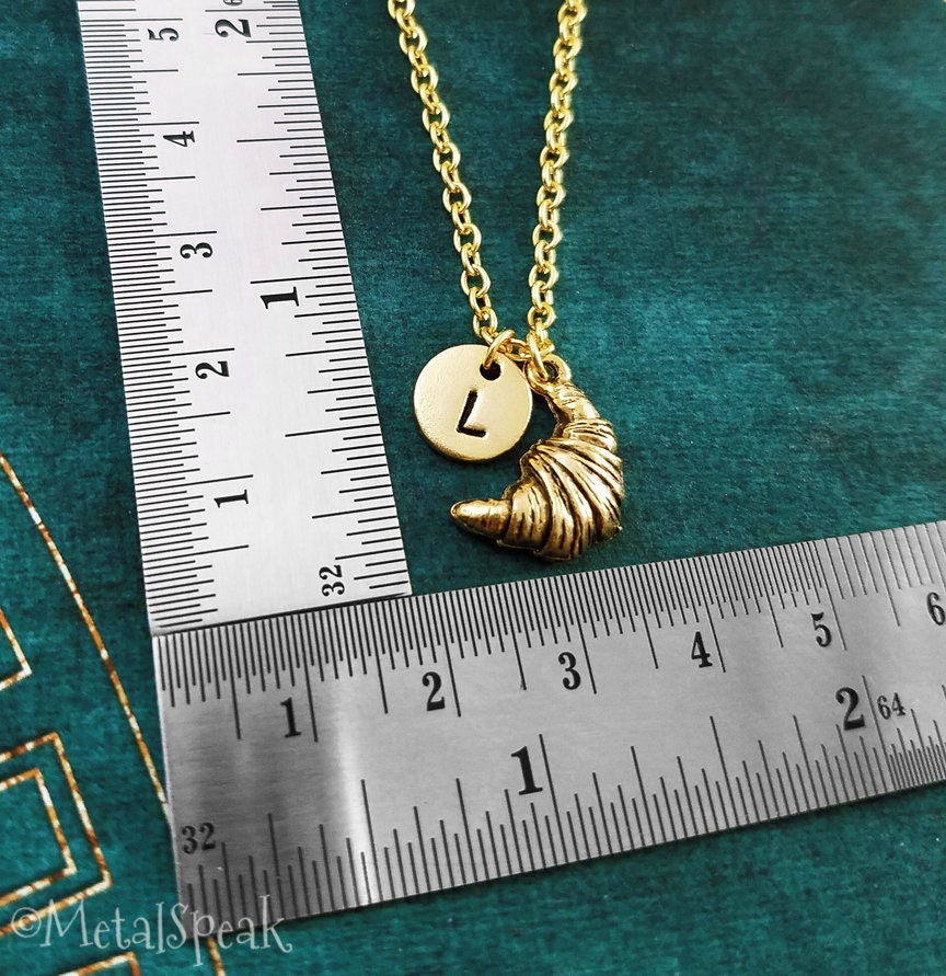 Croissant Necklace SMALL Croissant Charm Croissant Pendant Necklace ...