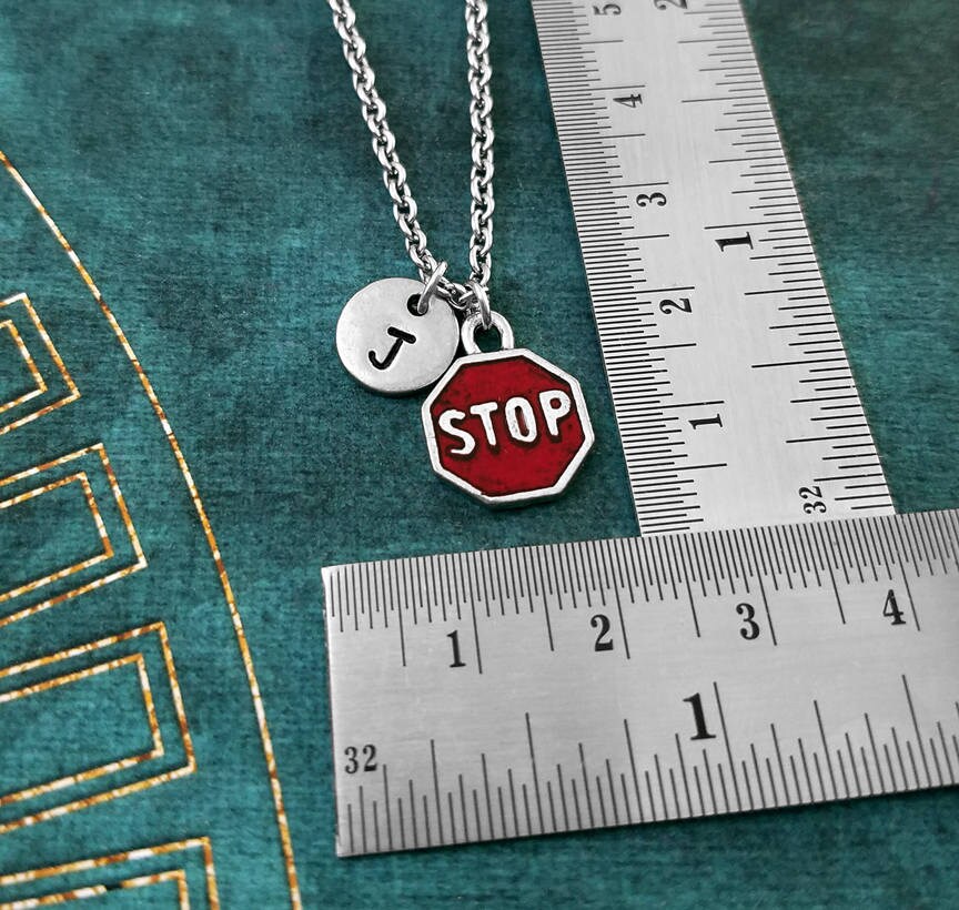 Stop Sign Necklace SMALL Red Stop Sign Charm Street Sign Driving ...