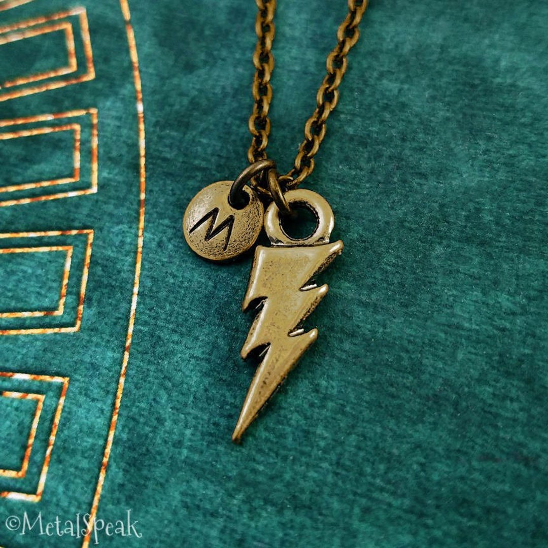 Lightning Bolt Necklace SMALL Bronze Lightning Bolt Charm Lightning ...