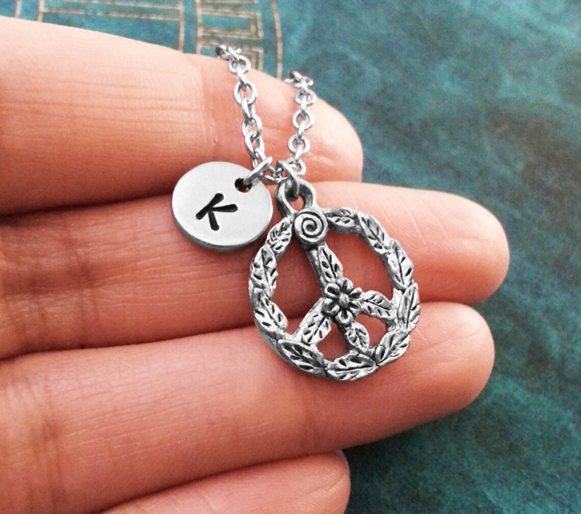 Peace Sign Necklace SMALL Peace Sign Jewelry Personalized Jewelry Peace ...