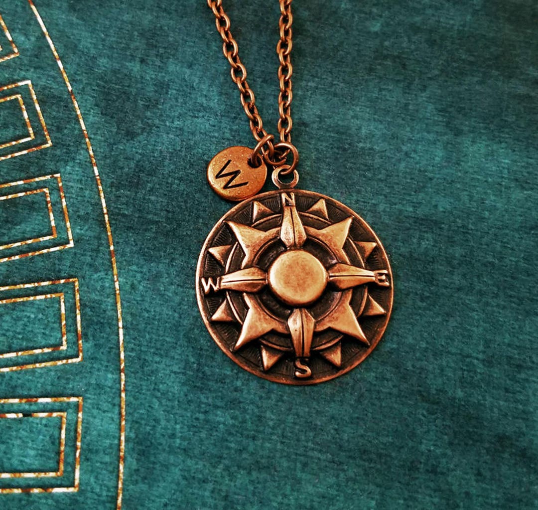 Compass Necklace SMALL Compass Jewelry Copper Compass Pendant Necklace ...
