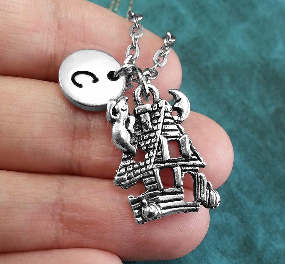 Haunted House Necklace, Halloween Jewelry, Personalized Necklace ...