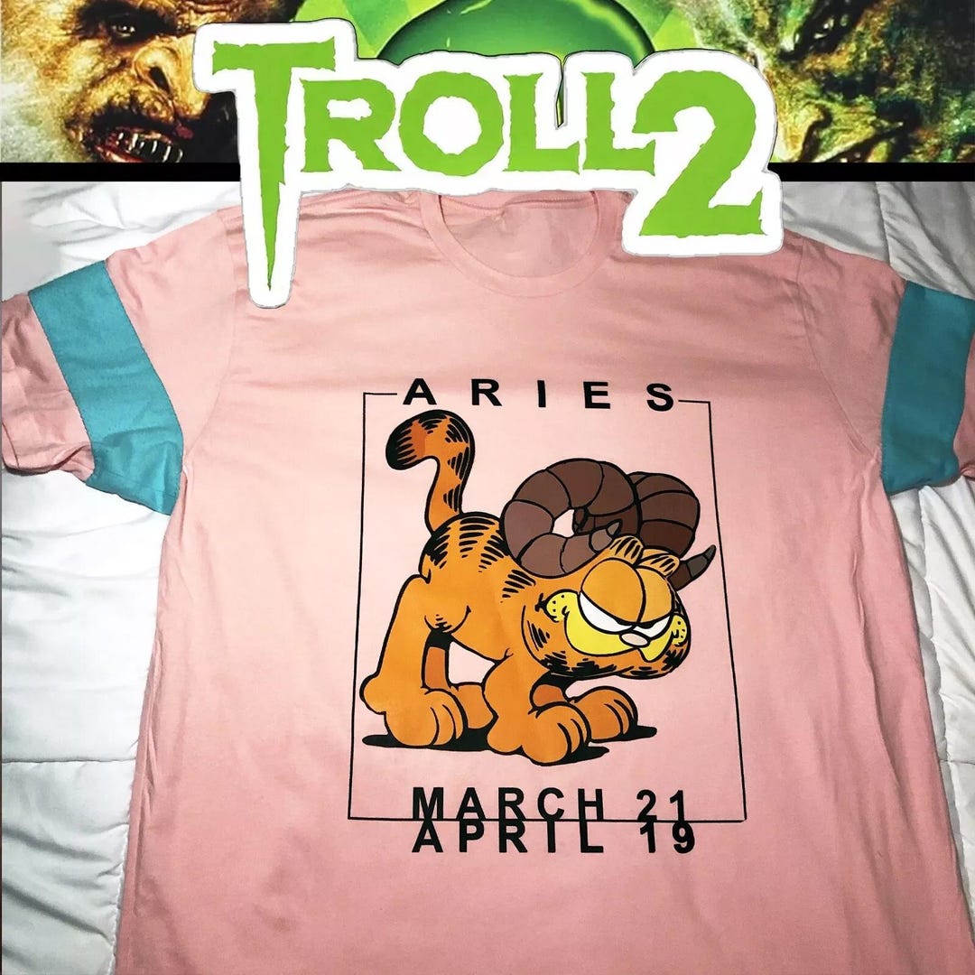 New Troll 2 Garfield Aries Oversized Pajama Shirt Vintage Retro Horror ...