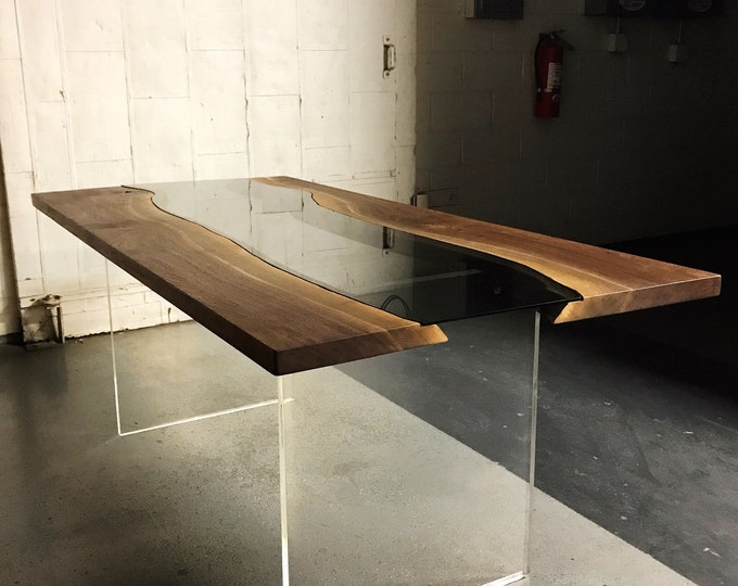 Custom Live Edge Glass River Dining Table Quote - Etsy