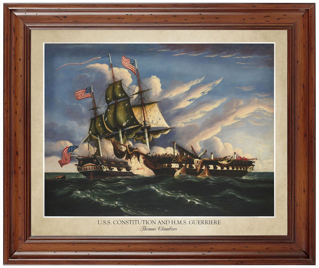 USS Constitution and HMS Guerriere by Thomas Chambers; 18x24" Print ...