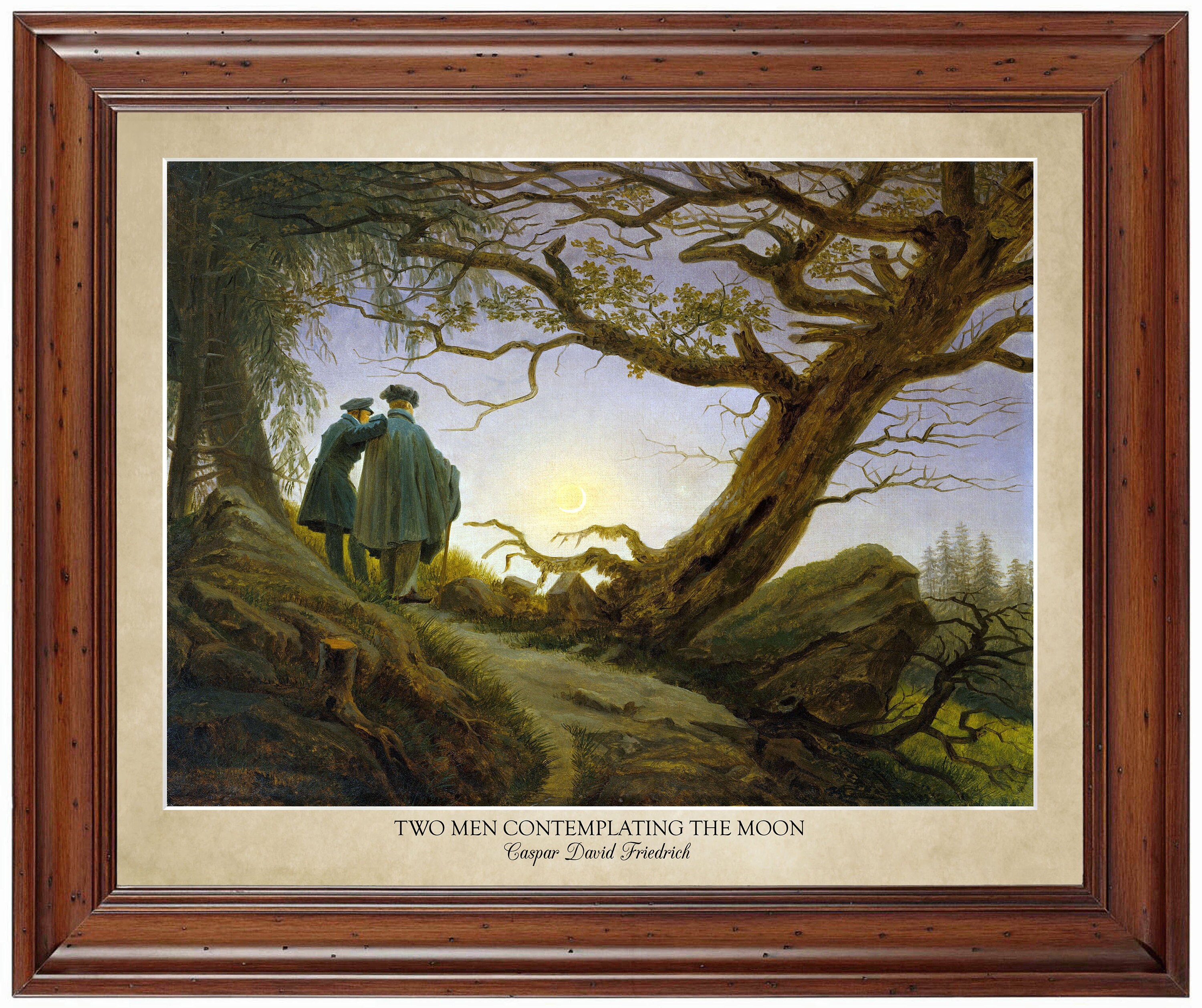 Two Men Contemplating the Moon by Casper Friedrich; 18x24" Print ...