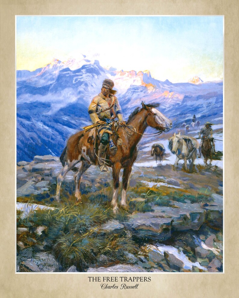 The Free Trappers by Charles Russell (1911); 18x24" Print Showing the ...