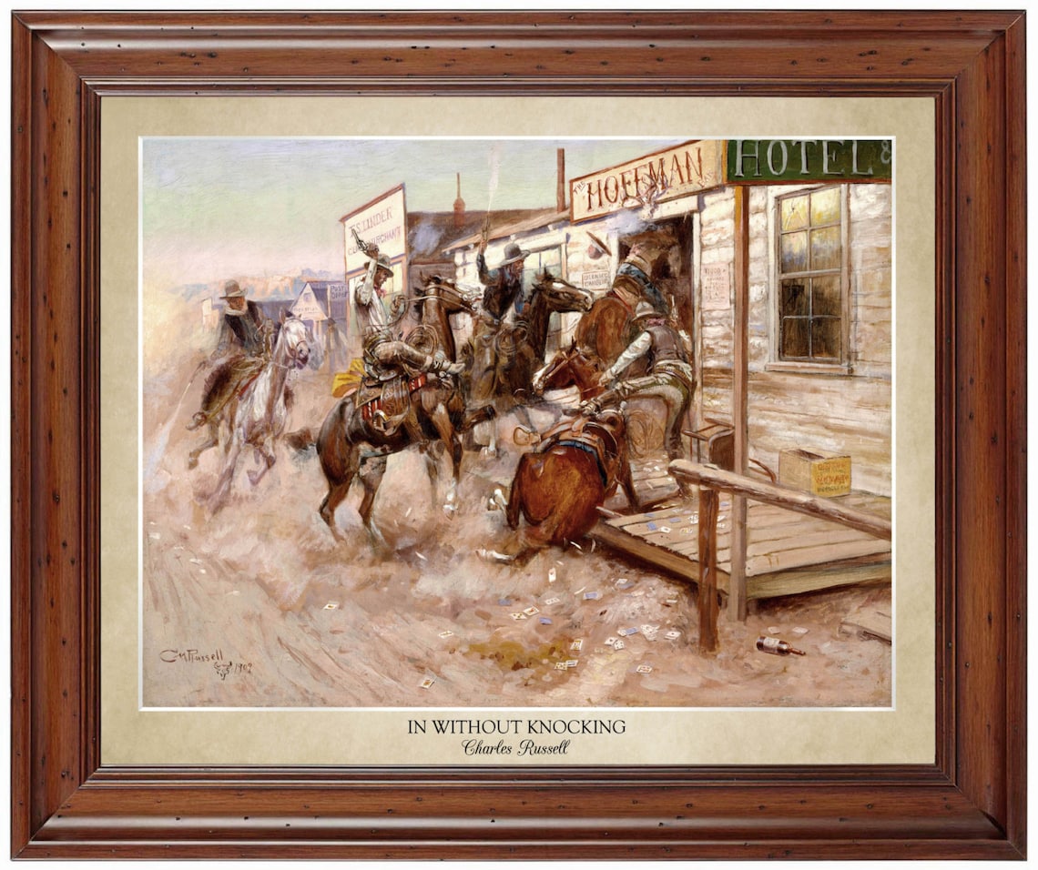 In Without Knocking by Charles Russell (1909); 18x24" Print Displaying ...