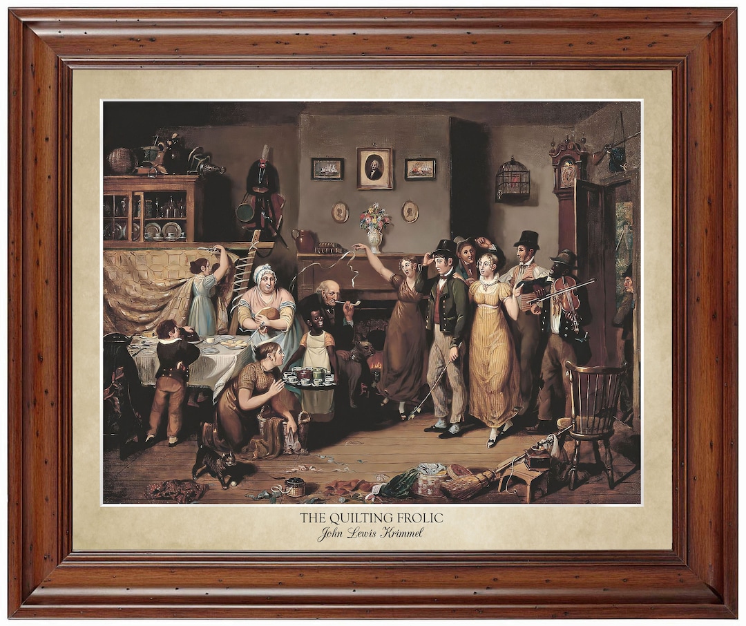 The Quilting Frolic by John Lewis Krimmel (1813); 18x24" Print Showing ...