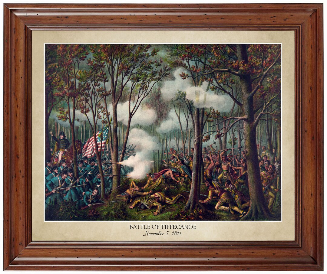 Battle of Tippecanoe; 18x24" Print Displaying the Artist's Name and ...
