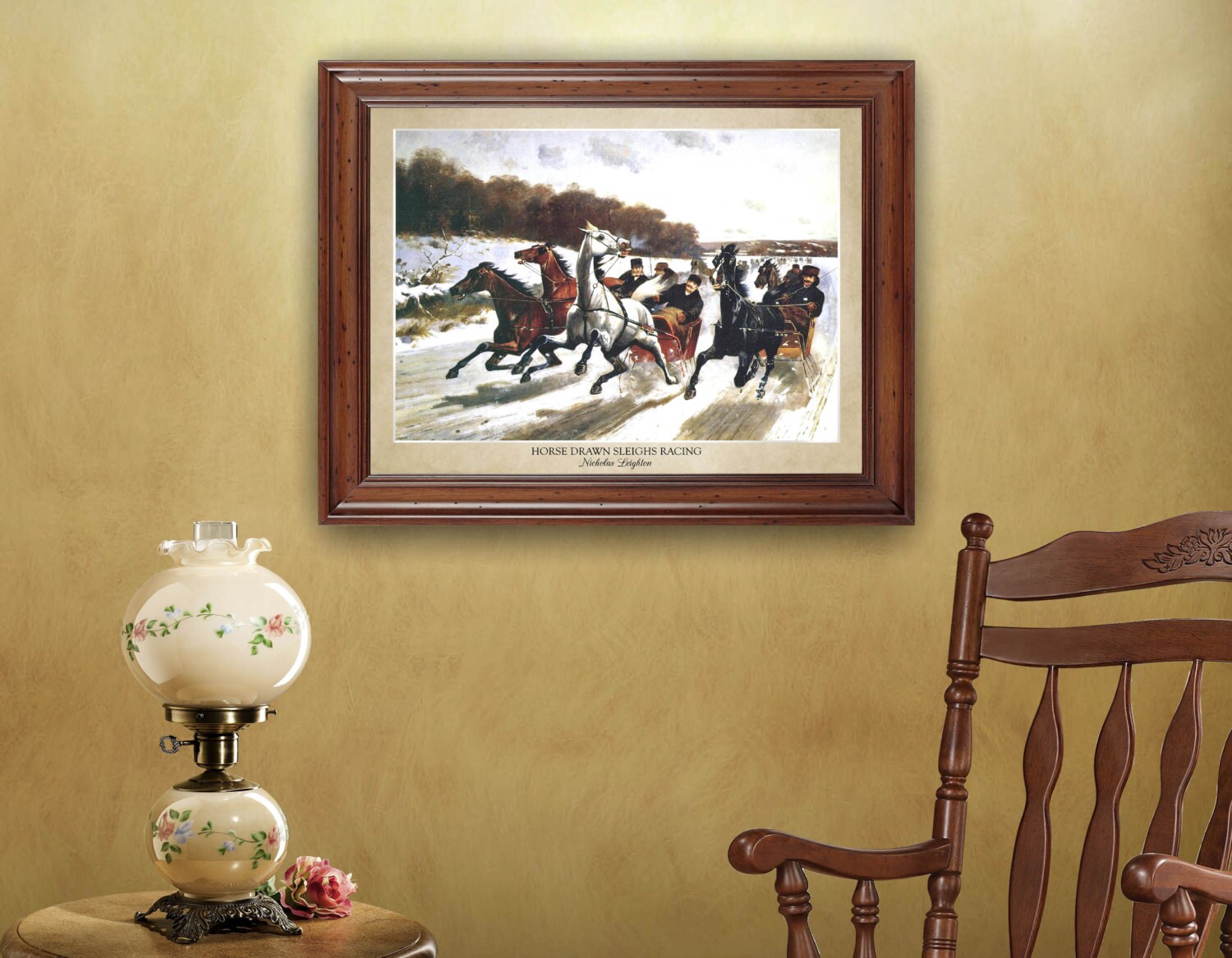 Horse Drawn Sleighs Racing by Nicholas Leighton (1885); 18x24" Print ...