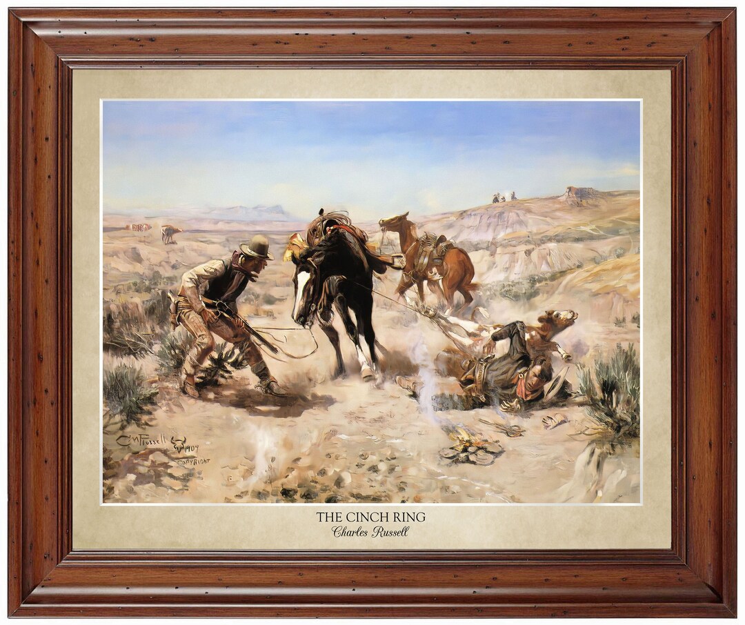The Cinch Ring by Charles Russell (1909); 18x24" Print Showing the ...