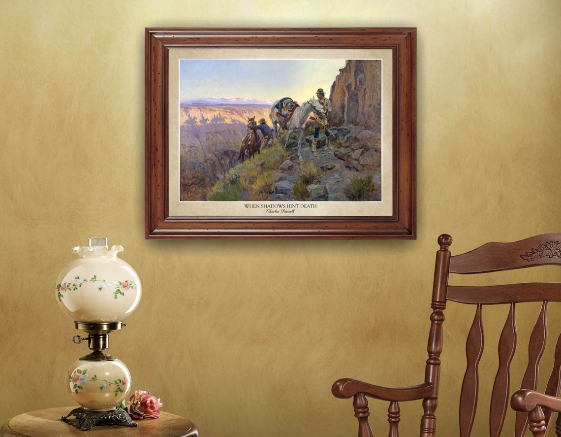 When Shadows Hint Death by Charles Russell (1915); 18x24" Print Showing ...