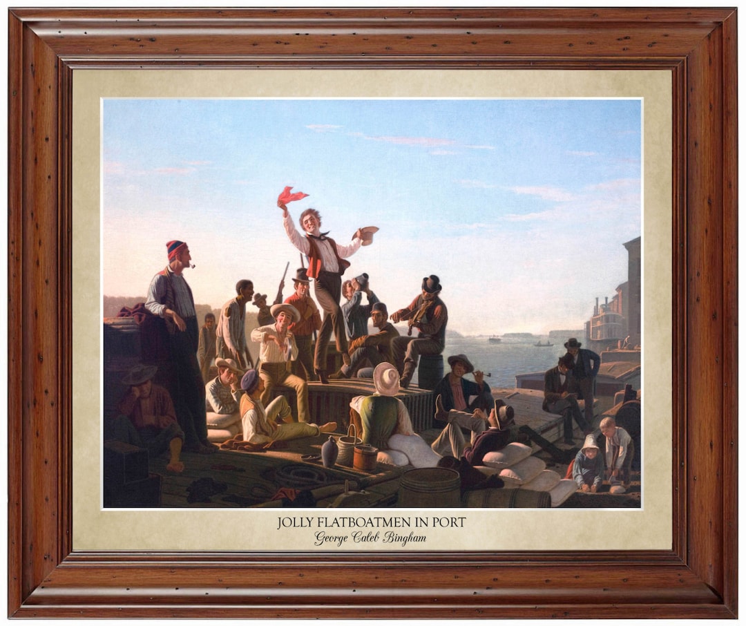 Jolly Flatboatmen in Port by George Caleb Bingham (1857); 18x24" Print ...