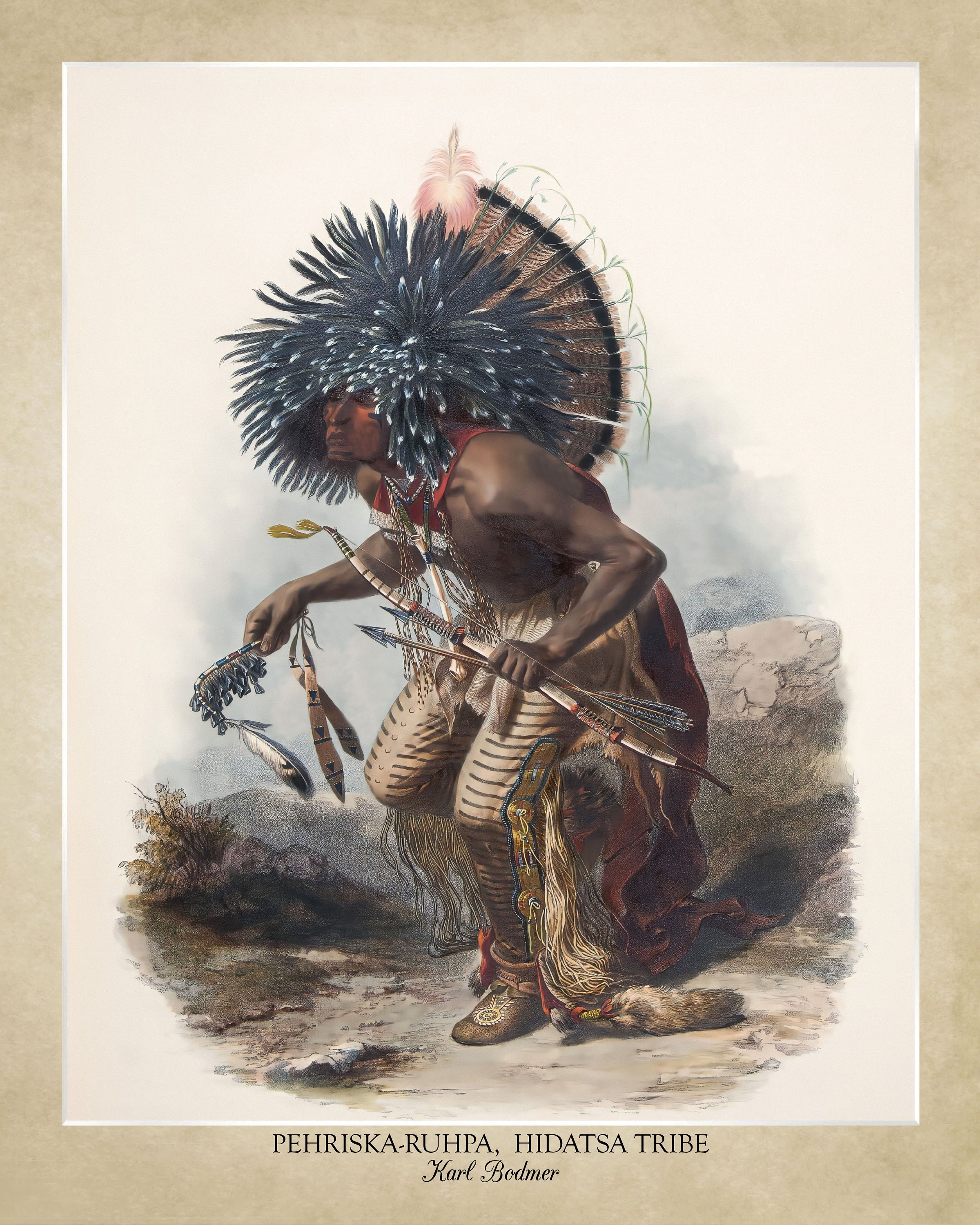 PEHRISKA-RUHPA of Hidatsa Tribe by Karl Bodmer 1841 18x24 Print ...