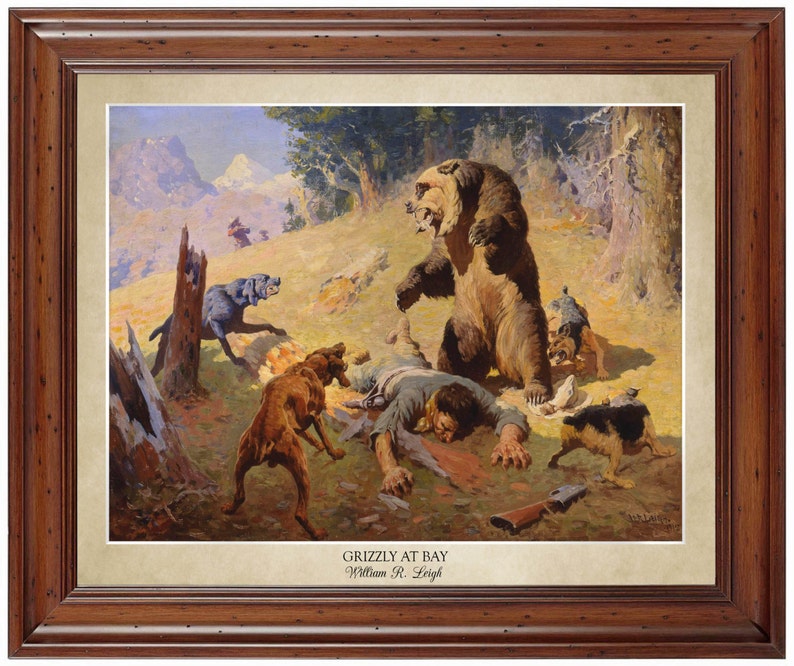 Grizzly at Bay by William R. Leigh (1915); 18x24" Print Displaying the ...