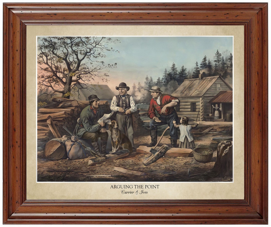 Arguing the Point by Currier & Ives (1855); 18x24" Print Displaying the ...