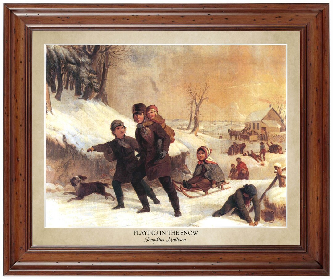 Playing in the Snow by Tompkins Matteson (1856); 18x24" Print ...
