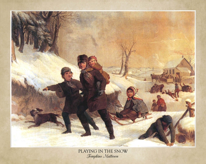Playing in the Snow by Tompkins Matteson (1856); 18x24" Print ...