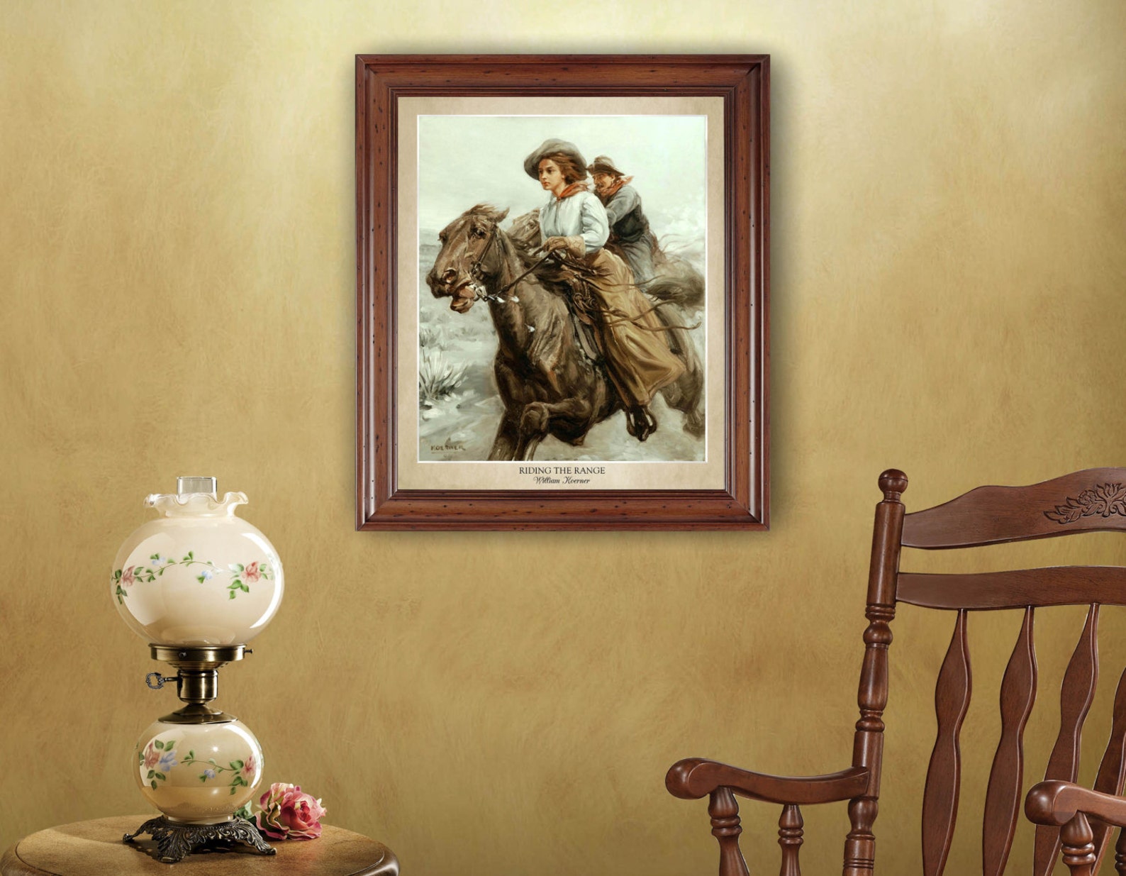 Riding the Range by WHD william Koerner 1909, 18x24 Print Showing the ...