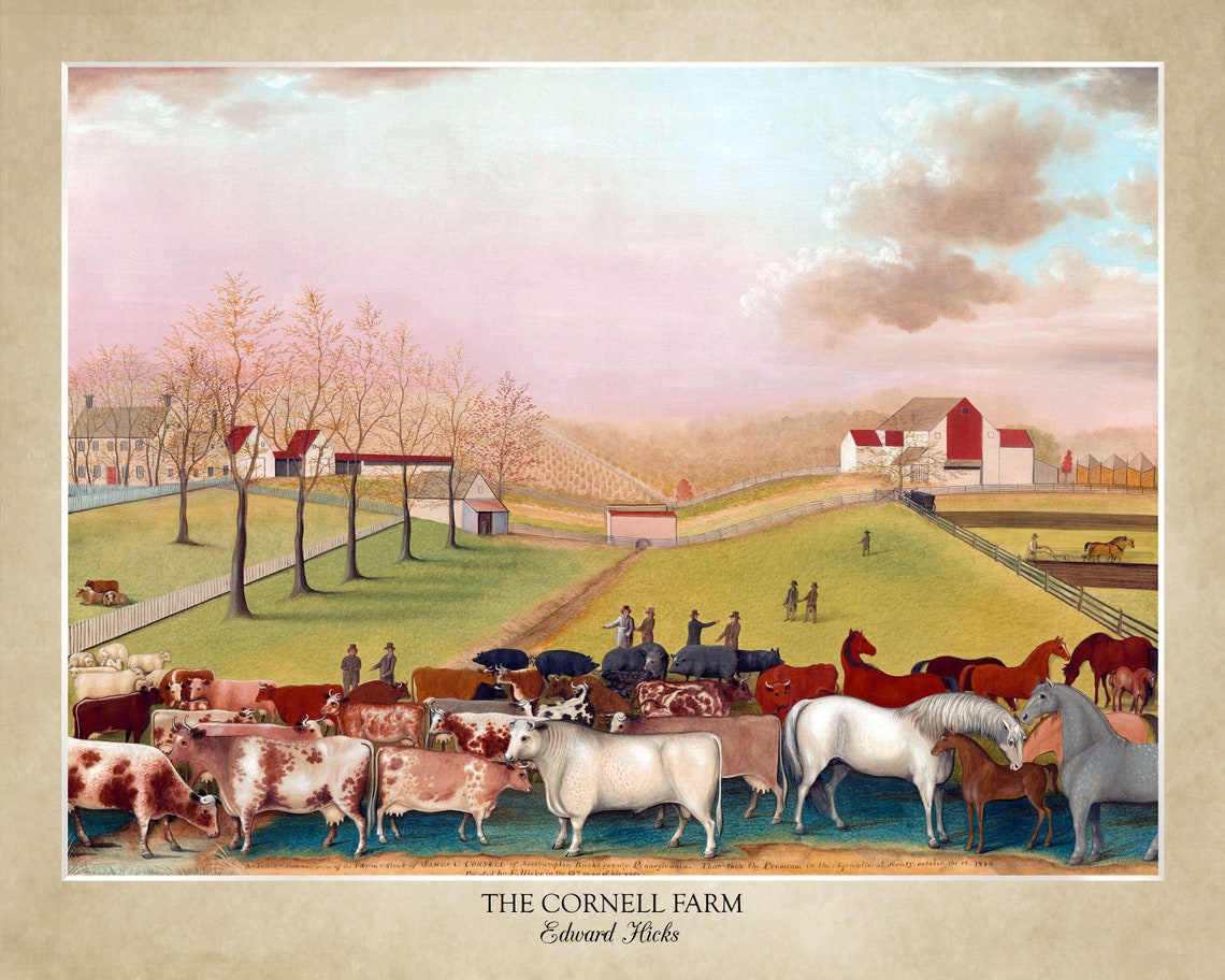 The Cornell Farm by Edward Hicks 1848, 18x24 Print Displaying the ...