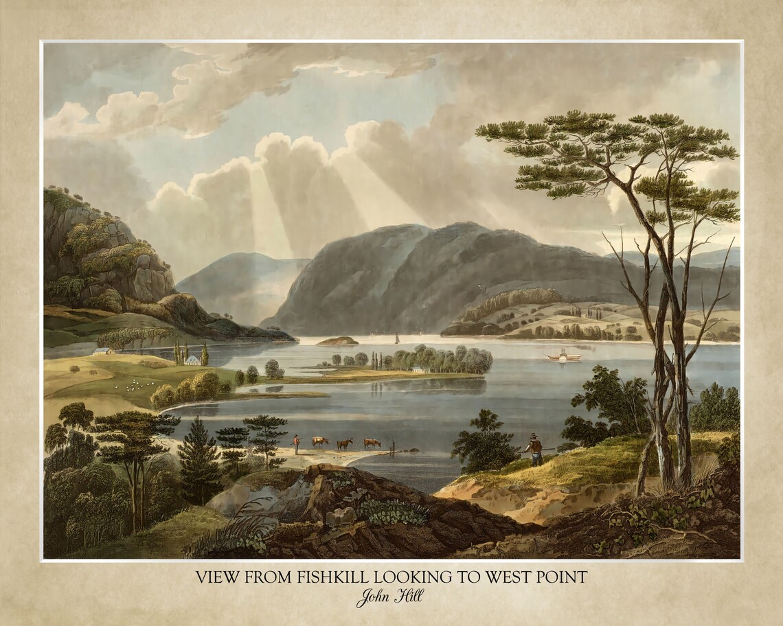 View From Fishkill to West Point by John Hill (1821); 18x24" Print ...