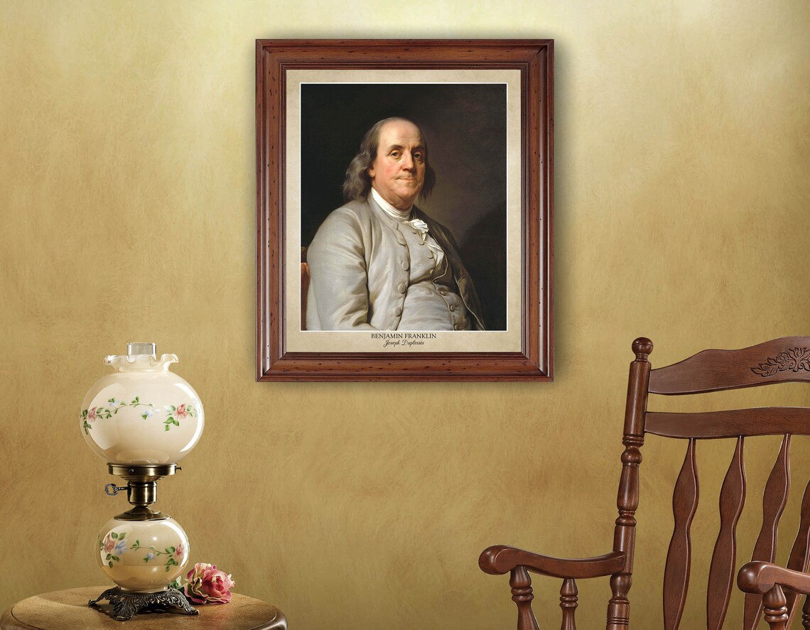 Benjamin Franklin Portrait by Joseph Duplessis; 18x24" Print on Premium ...