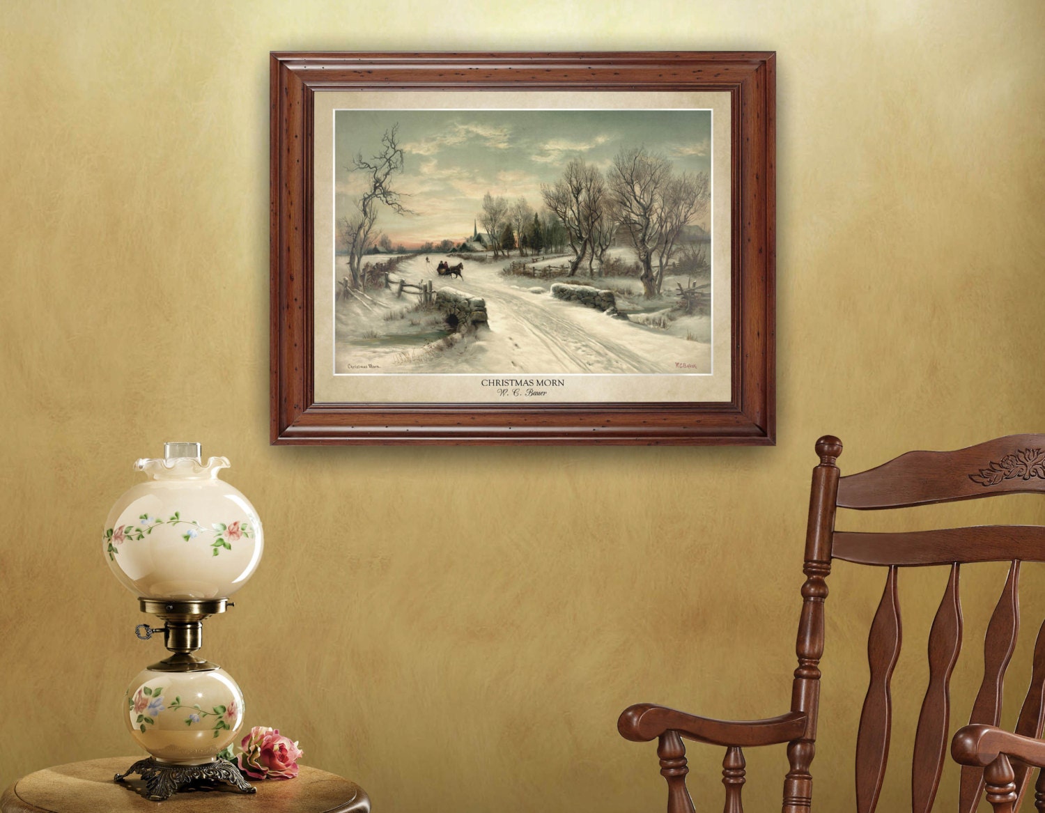 Christmas Morn by W. C. Bauer 1885 18x24 Print Displaying the Artist's ...