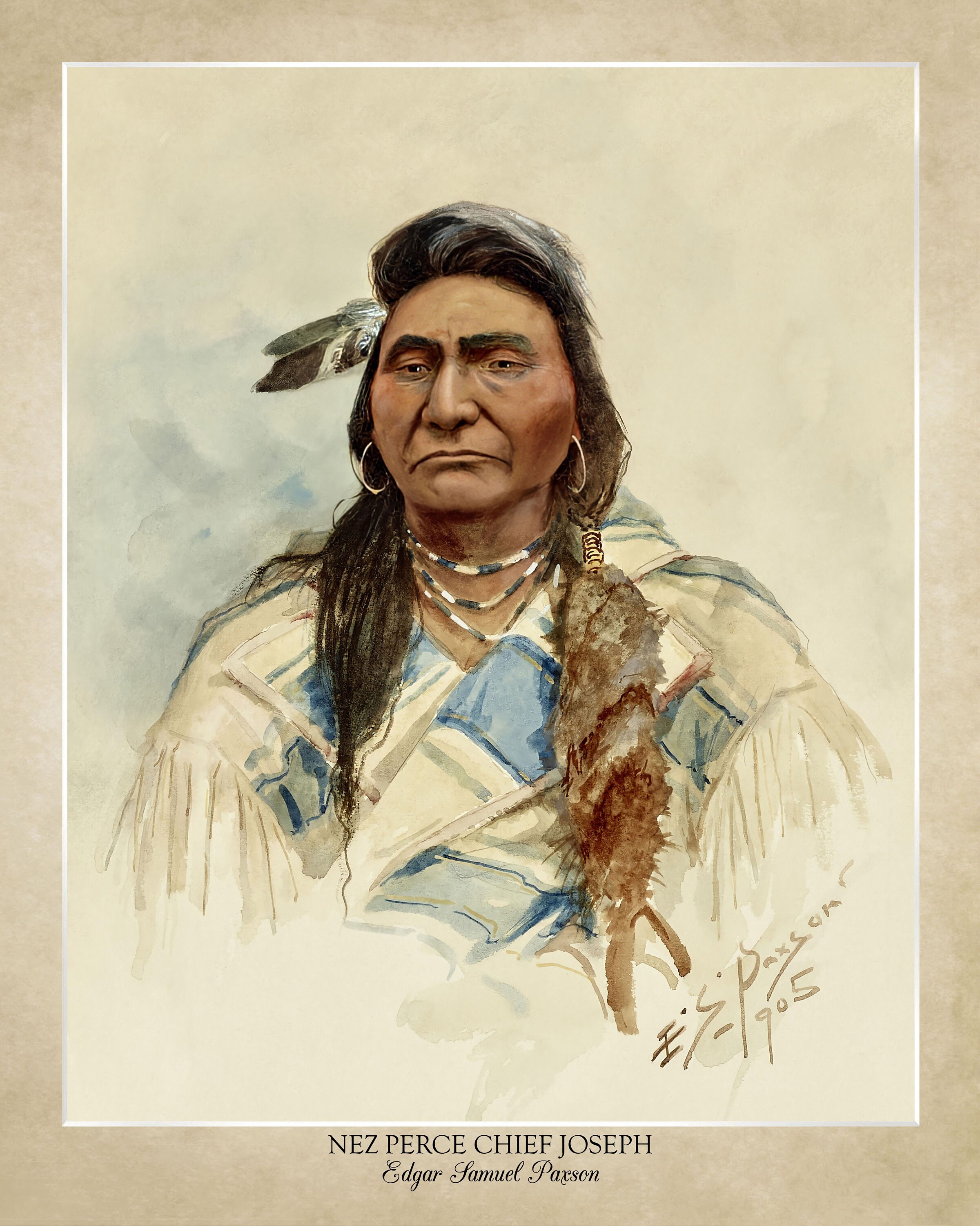 Nez Perce Chief Joseph by Edgar Samuel Paxson (1905); 18x24" Print ...