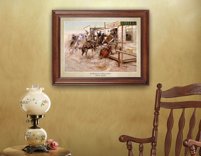 In Without Knocking by Charles Russell (1909); 18x24" Print Displaying ...