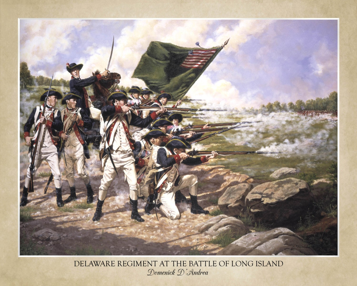 Delaware Regiment at the Battle of Long Island 18x24 Print Showing the ...