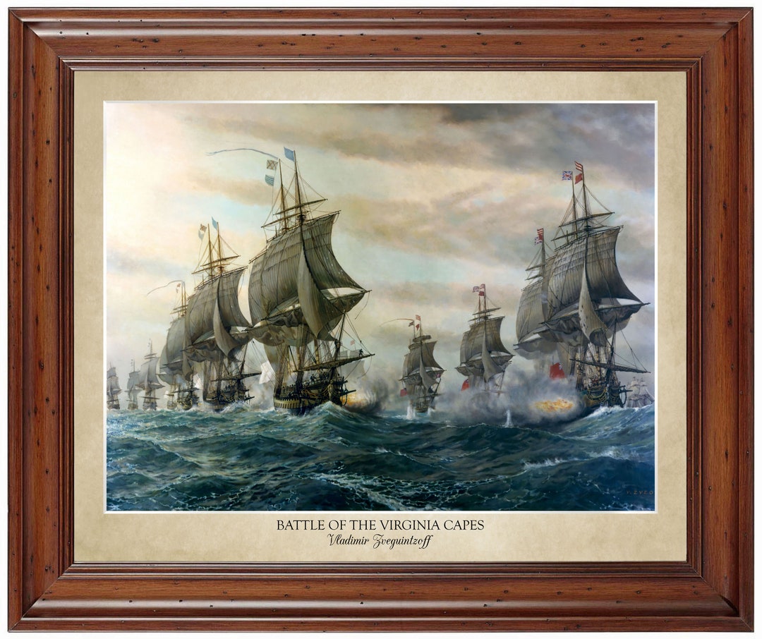 Battle of the Virginia Capes by Vladimir Zveguintzoff; 18x24" Print ...