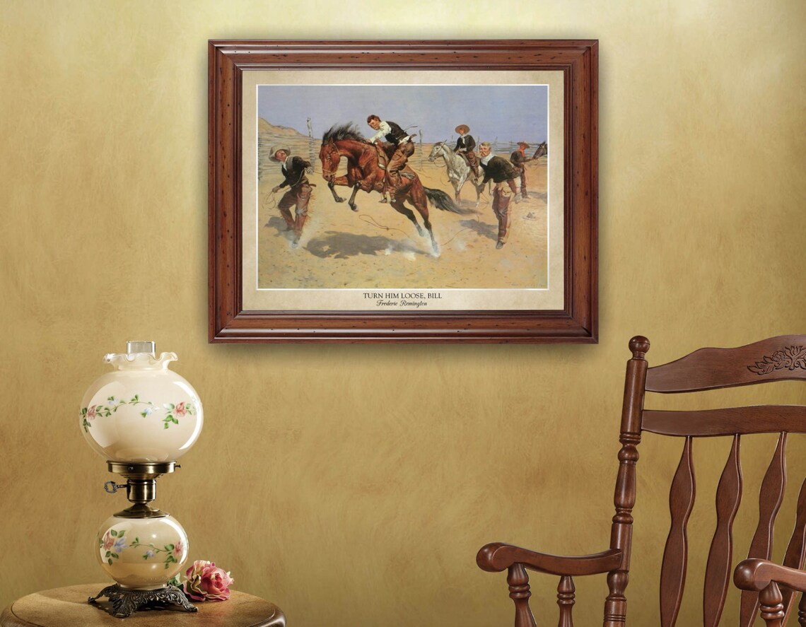 Turn Him Loose, Bill by Frederic Remington (1893); 18x24" Print Showing ...