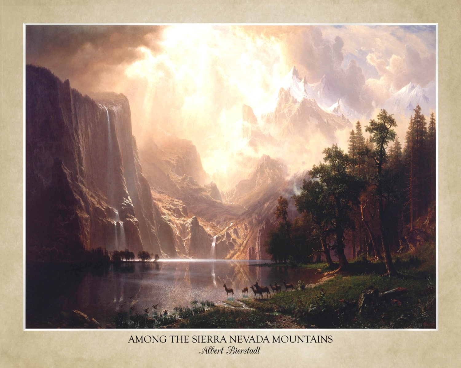 Among the Sierra Nevada Mountains by Albert Bierstadt; 18x24" Print ...
